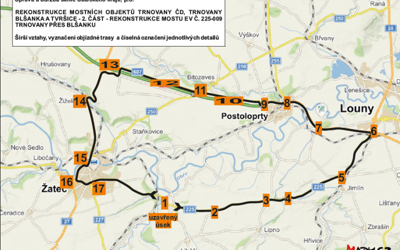 Chystá se úplná uzavírka u Trnovan. Objízdná trasa bude v délce 45 km ...